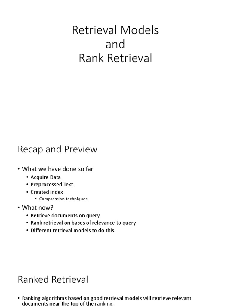 Retrieval Models and Rank Retrieval | PDF | Information Retrieval | Applied Mathematics