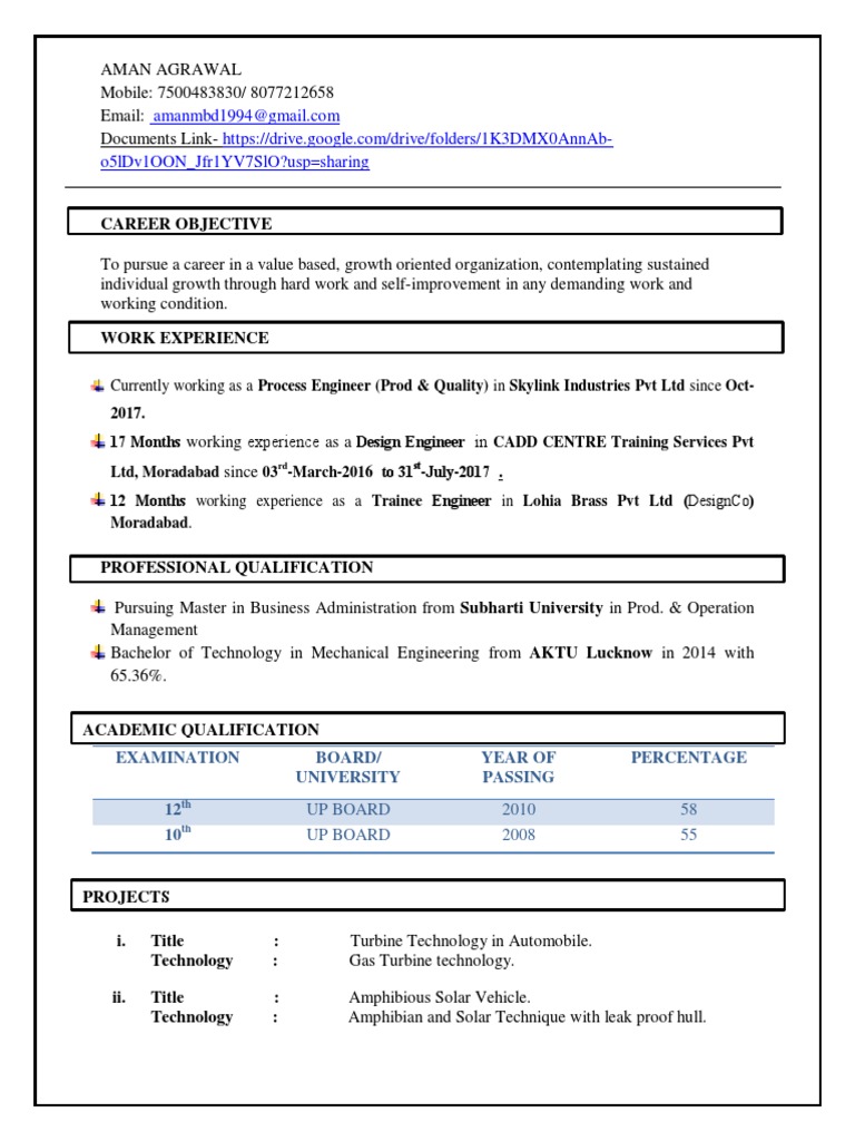 Resume Aman | PDF | Engineering