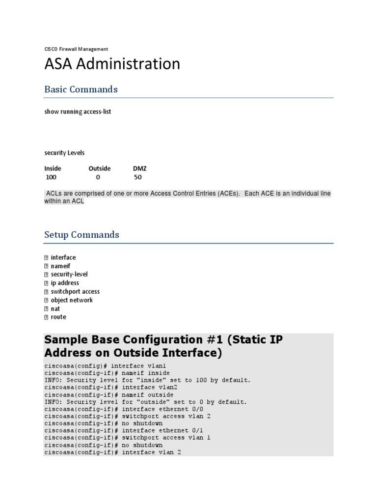 ASA Administration: Basic Commands | PDF