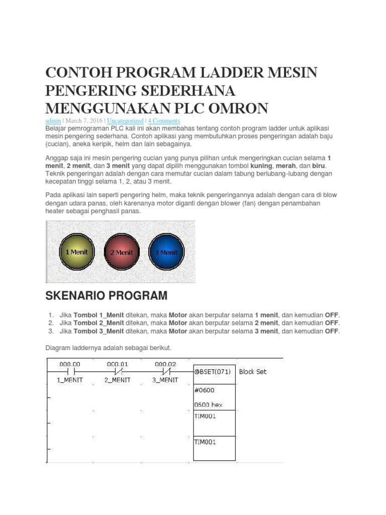 Contoh Prog Ladder Mesin Pengering PLC Omron | PDF
