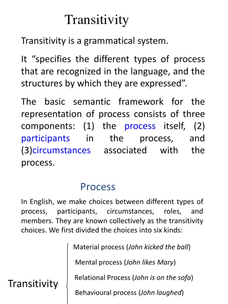 Understanding Transitivity Processes | PDF | Thought | Mind