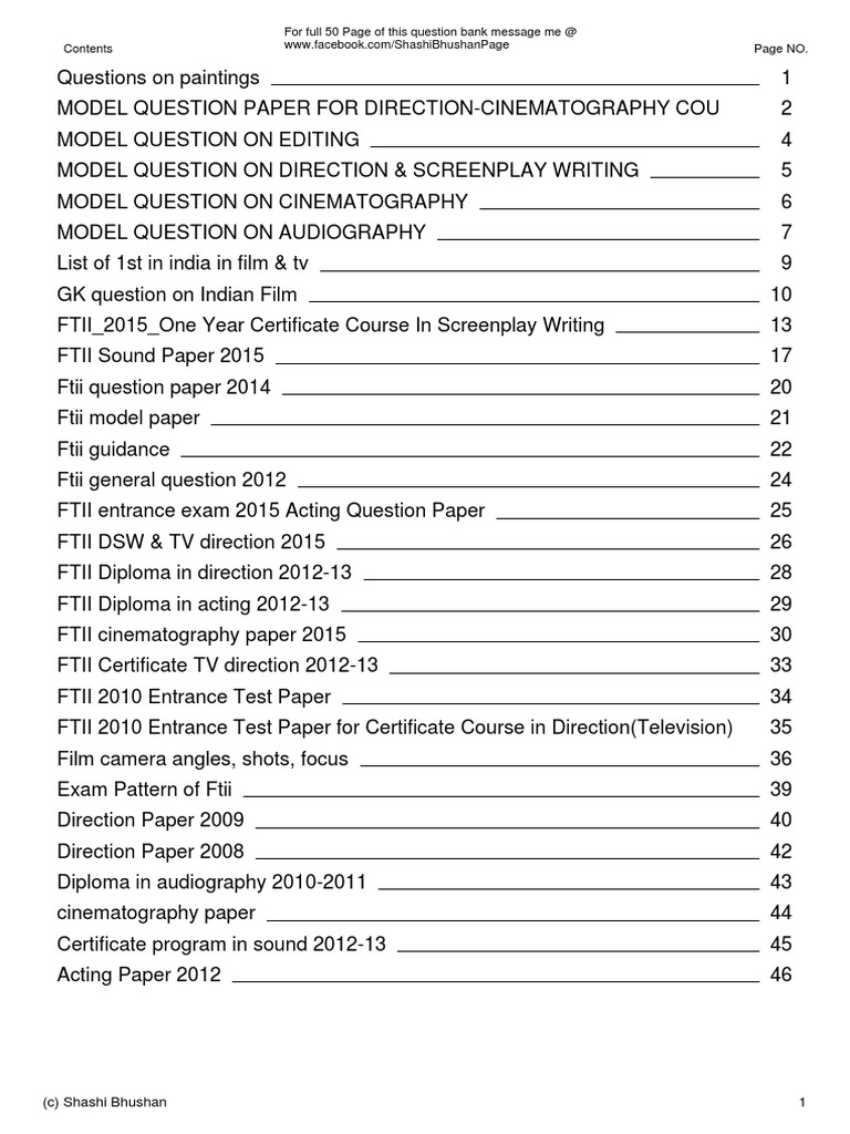 FTII Question Bank PDF | PDF | Marriage | Narrative