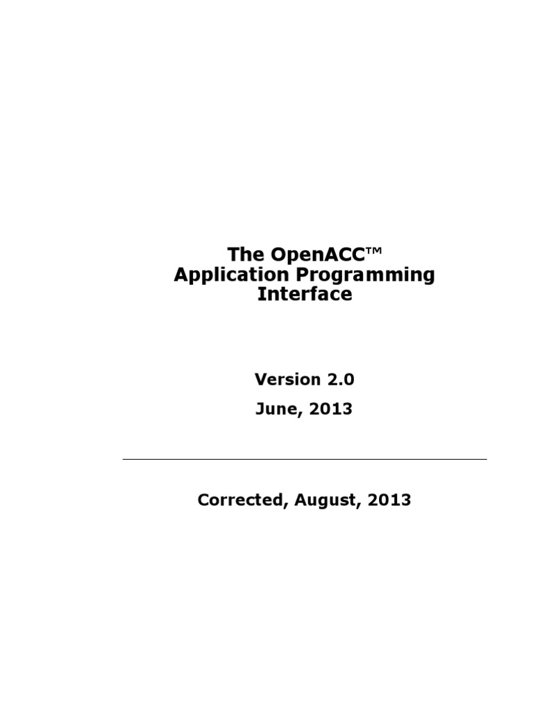 The Openacc™ Application Programming Interface June 2013 Pdf C Programming Language