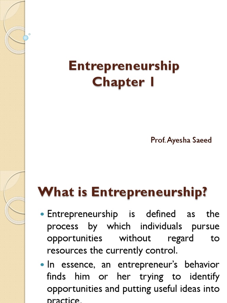 Entrepreneurship Chapter 1 | PDF | Entrepreneurship | Psychology