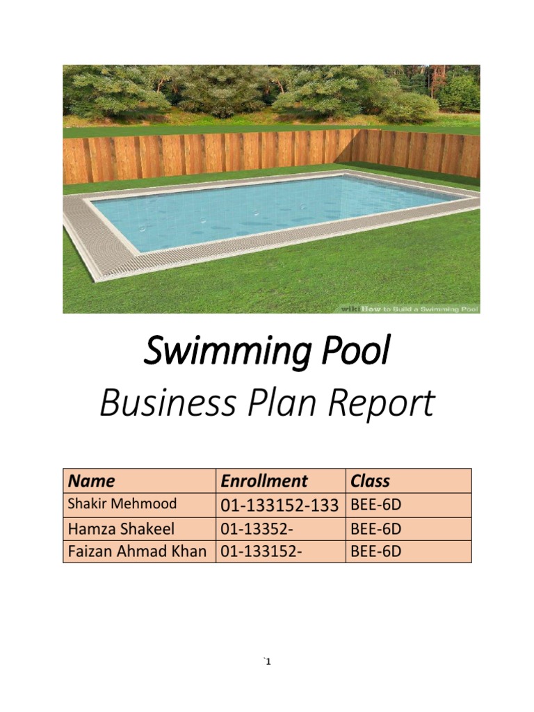 Swimming Pool Business Plan Report: Name Enrollment Class | PDF ...