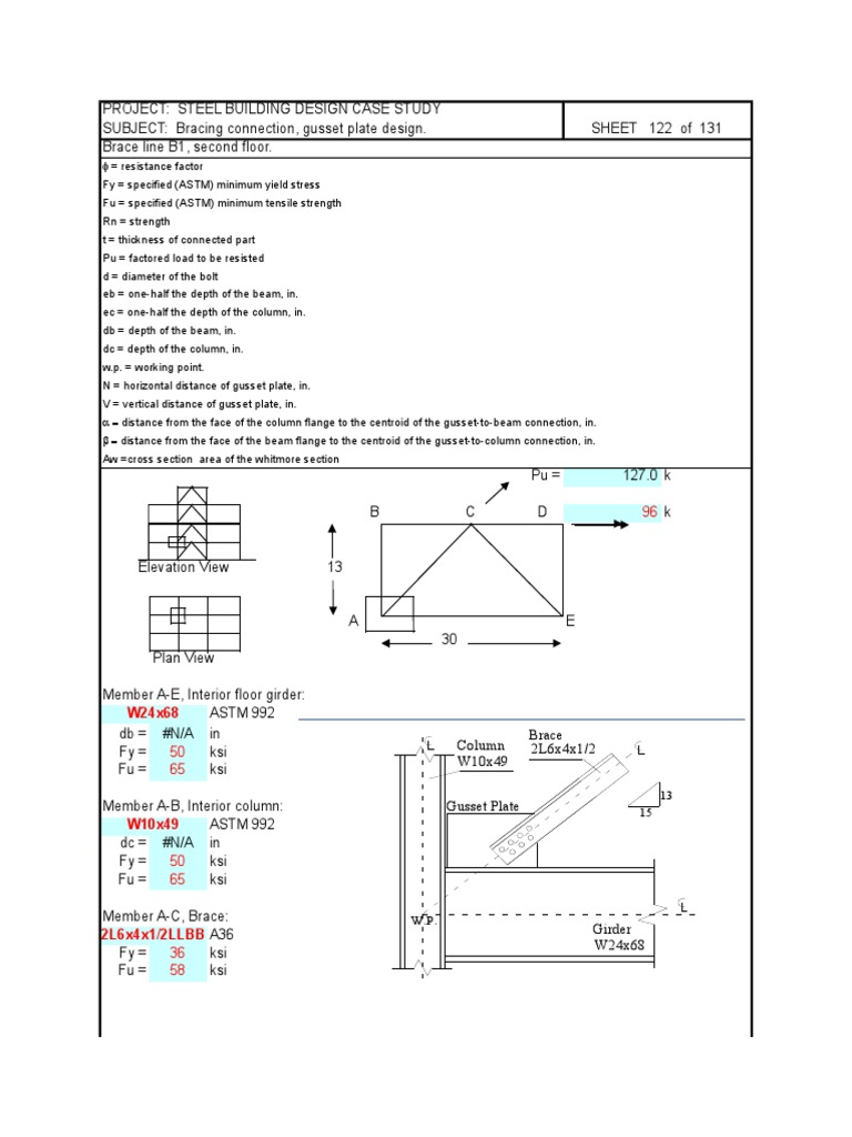 Column W10x49 2L6x4x1/2 Brace | PDF | Screw | Beam (Structure)