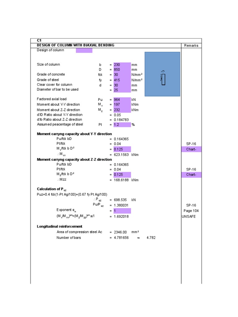 Design of a Column Subjected to Uniaxial Bending | PDF | Building Materials | Mechanics
