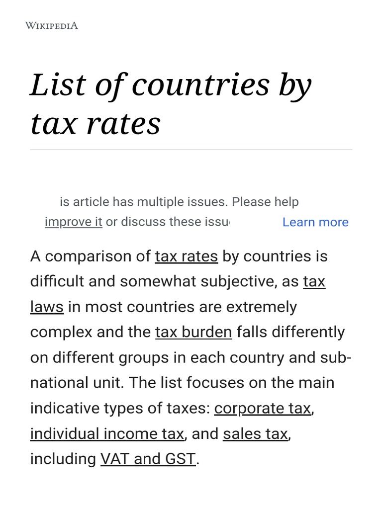 List of Countries by Tax Rates | Download Free PDF | Value Added Tax ...