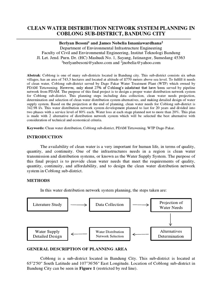 Clean Water Distribution Network System Planning in Coblong Sub-District, Bandung City | PDF ...