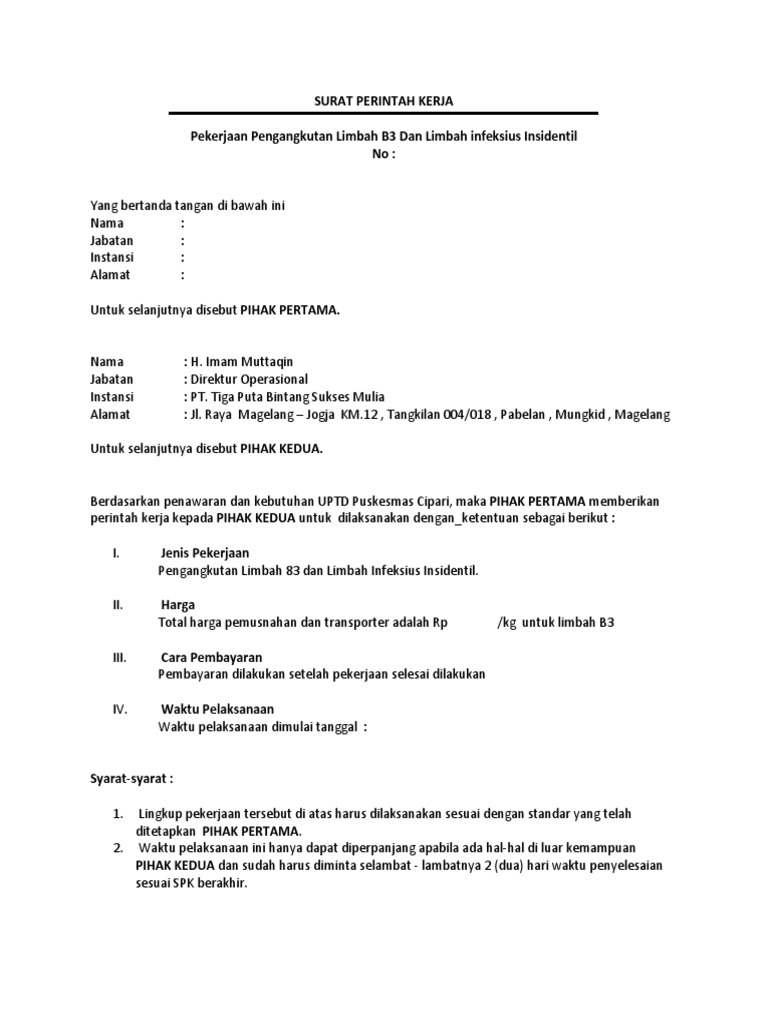 SPK Pengangkutan Limbah B3 Pabrik | PDF