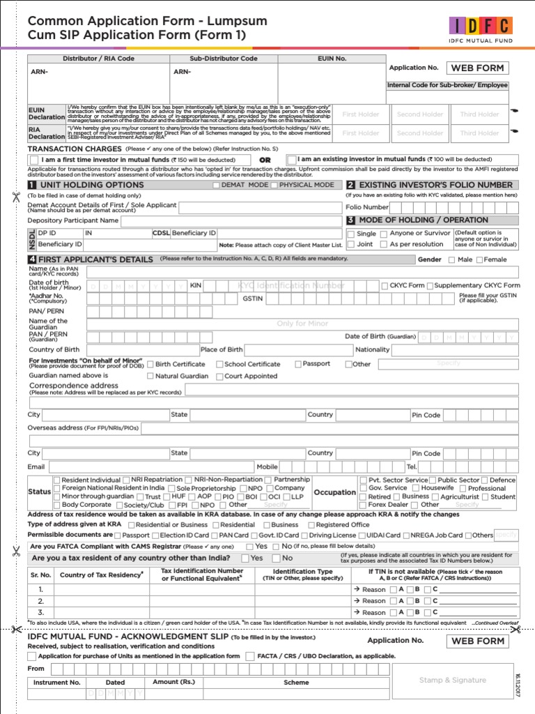 Existing Investor'S Folio Number Unit Holding Options: Transaction Charges OR | PDF | Identity ...