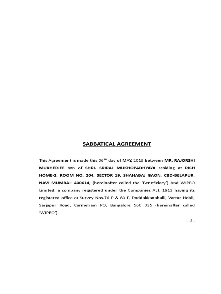 Sabbatical Agreementformat | PDF