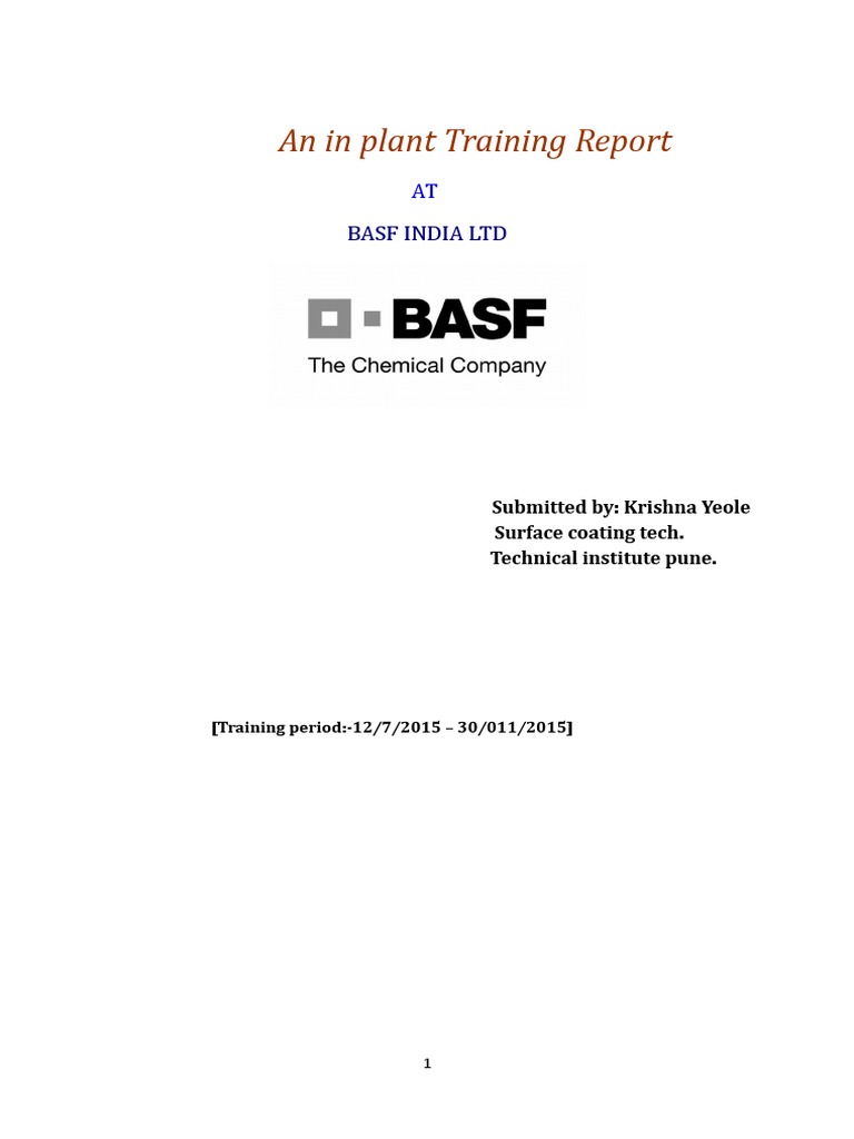 An in Plant Training Report: Basf India LTD | PDF | Varnish | Paint