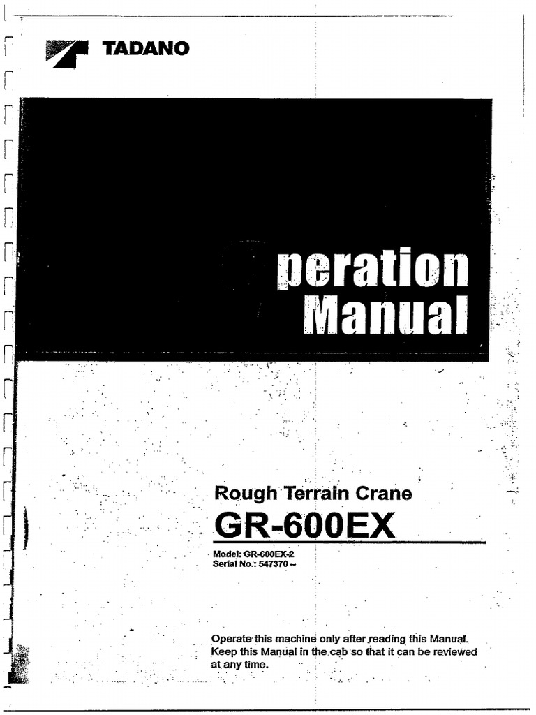 Operation Manual - GR600EX | PDF