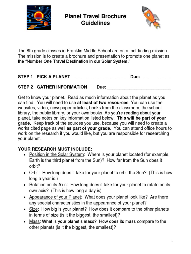 8th Grade Planet Travel Brochure Guide | PDF | Planets | Atmosphere