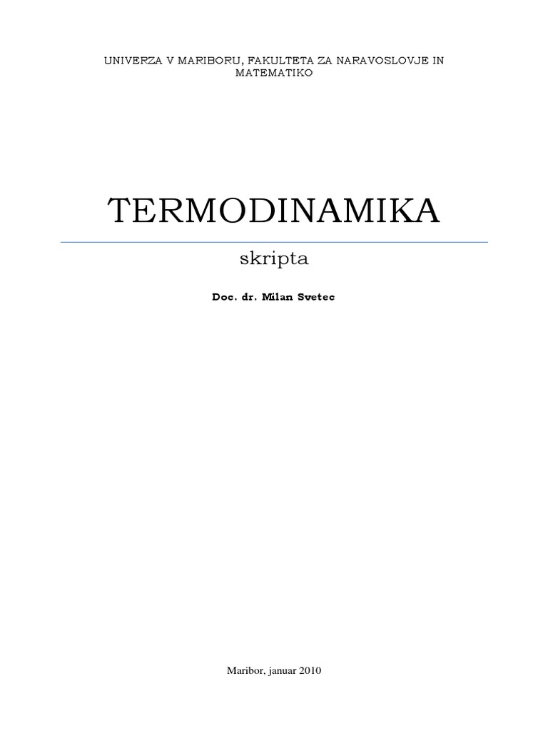 Termodinamika Skripta PDF | PDF