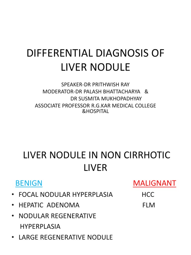 Differential Diagnosis of Liver Nodule | PDF | Liver | Cirrhosis