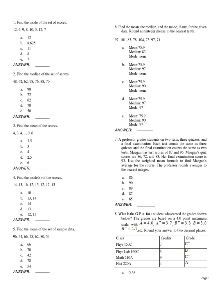 Statistics Quiz | PDF | Least Squares | Standard Deviation
