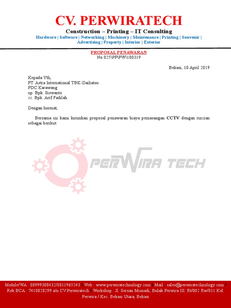 Proposal Penawaran CCTV PT. Daihatsu - 100419 | PDF | Computing And Information Technology
