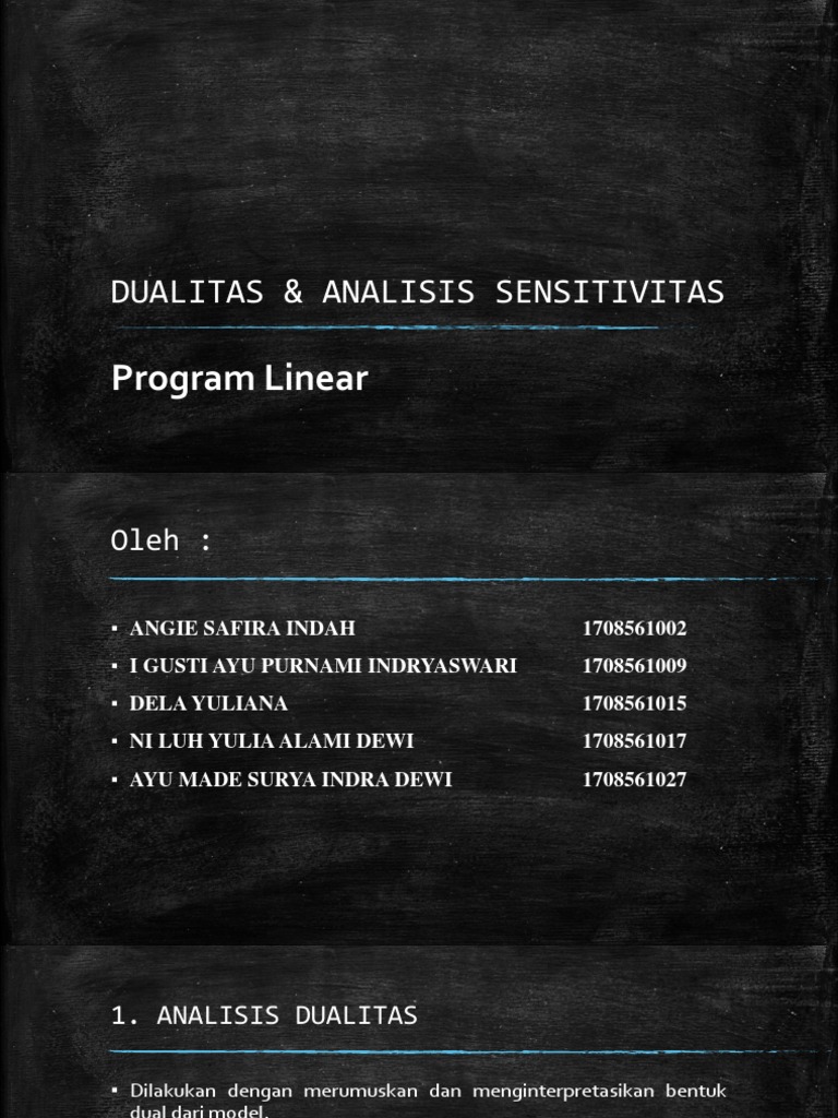 Dualitas dan Sensitivitas Program Linear | PDF