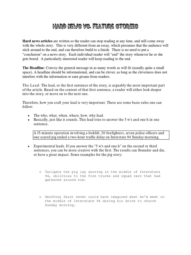 Hard News Vs Soft News | PDF | News | Narrative