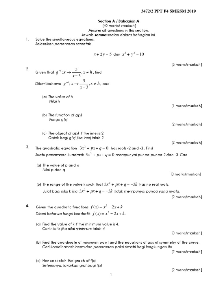 Soa PPT 2019 (Us2) f4 Add Math | PDF