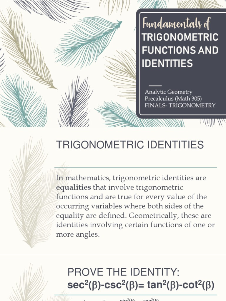 Trigonometric Functions, Identities, and Ratios | PDF | Trigonometric ...