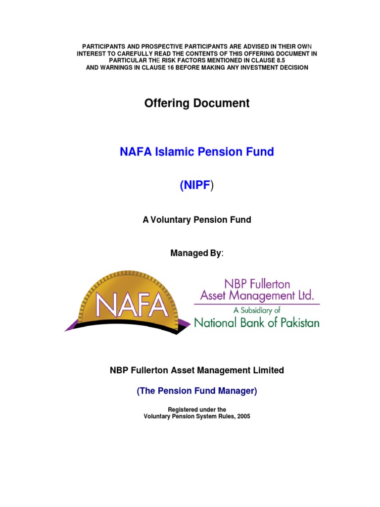 Offering Document: NAFA Islamic Pension Fund (Nipf | PDF | Pension ...