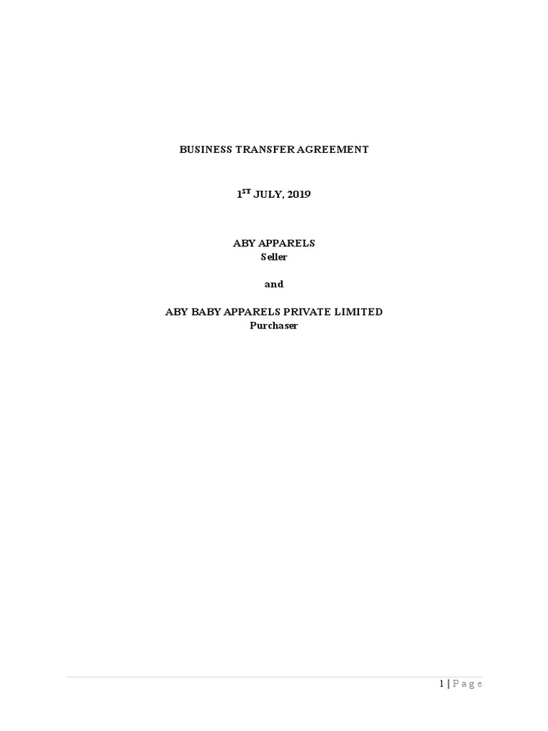 Business Transfer Agreement - Template | PDF | Indemnity | Bankruptcy