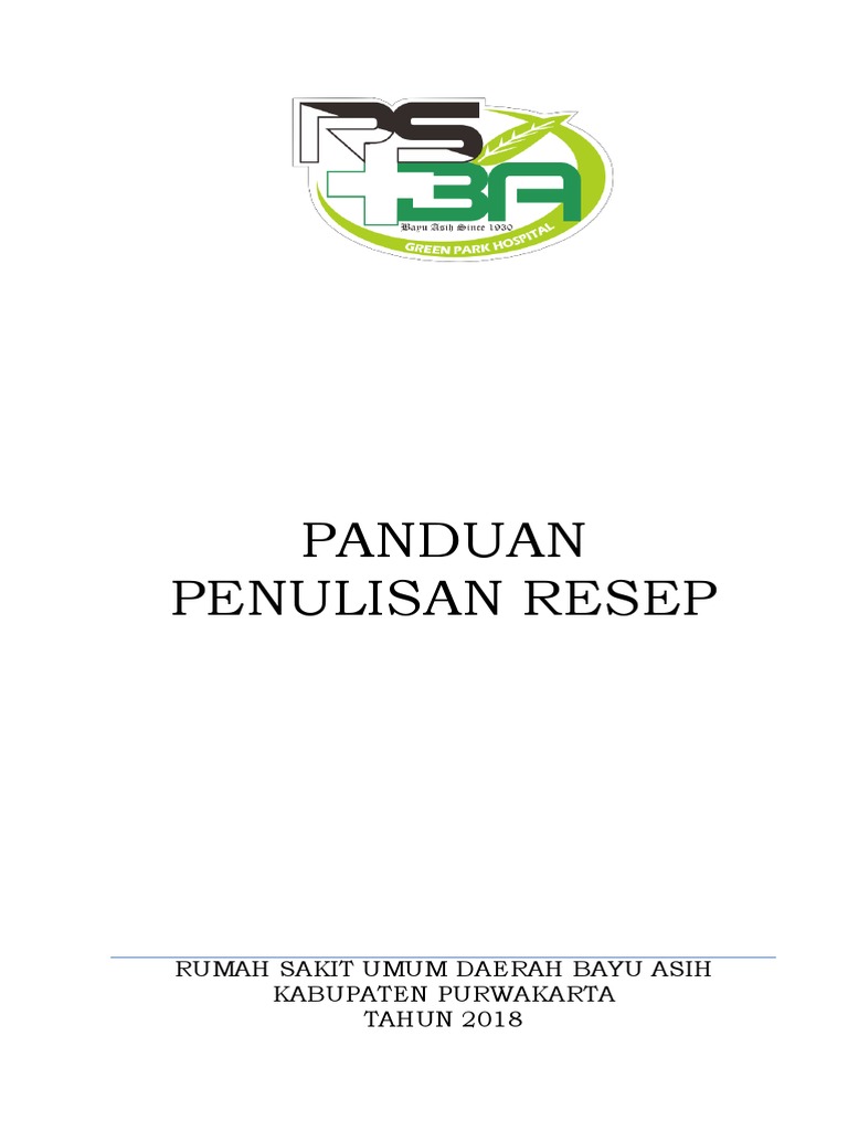 Panduan Penulisan Resep Obat RSUD Bayu Asih | PDF