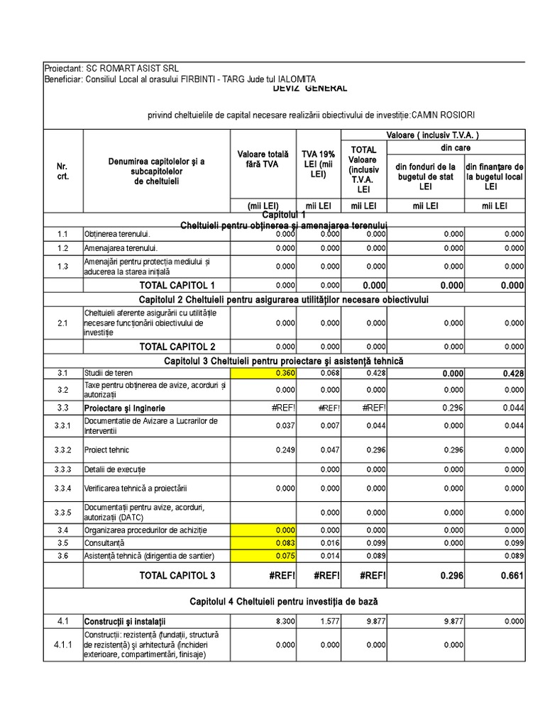 Deviz General PT Construire Si Demolare | PDF