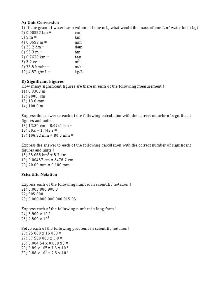 Unit Conversion & Significant Figures Guide | PDF