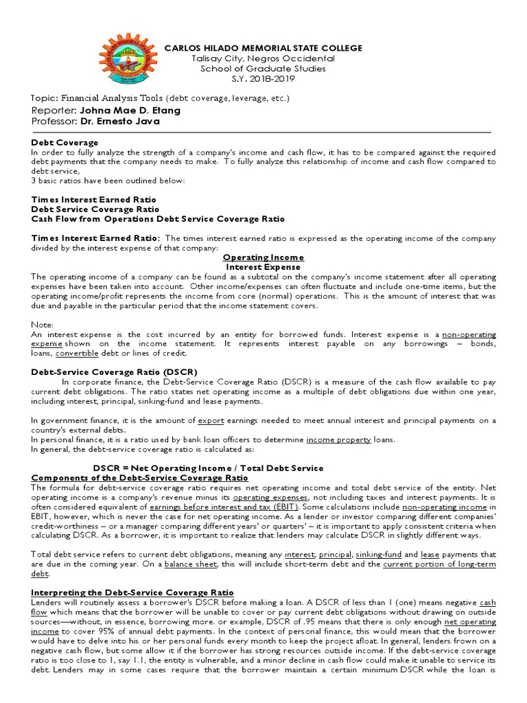 Financial Analysis Tools - Handouts | PDF | Leverage (Finance) | Debt