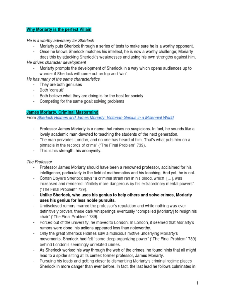 He Is A Worthy Adversary For Sherlock: Why Moriarty Is The Perfect ...