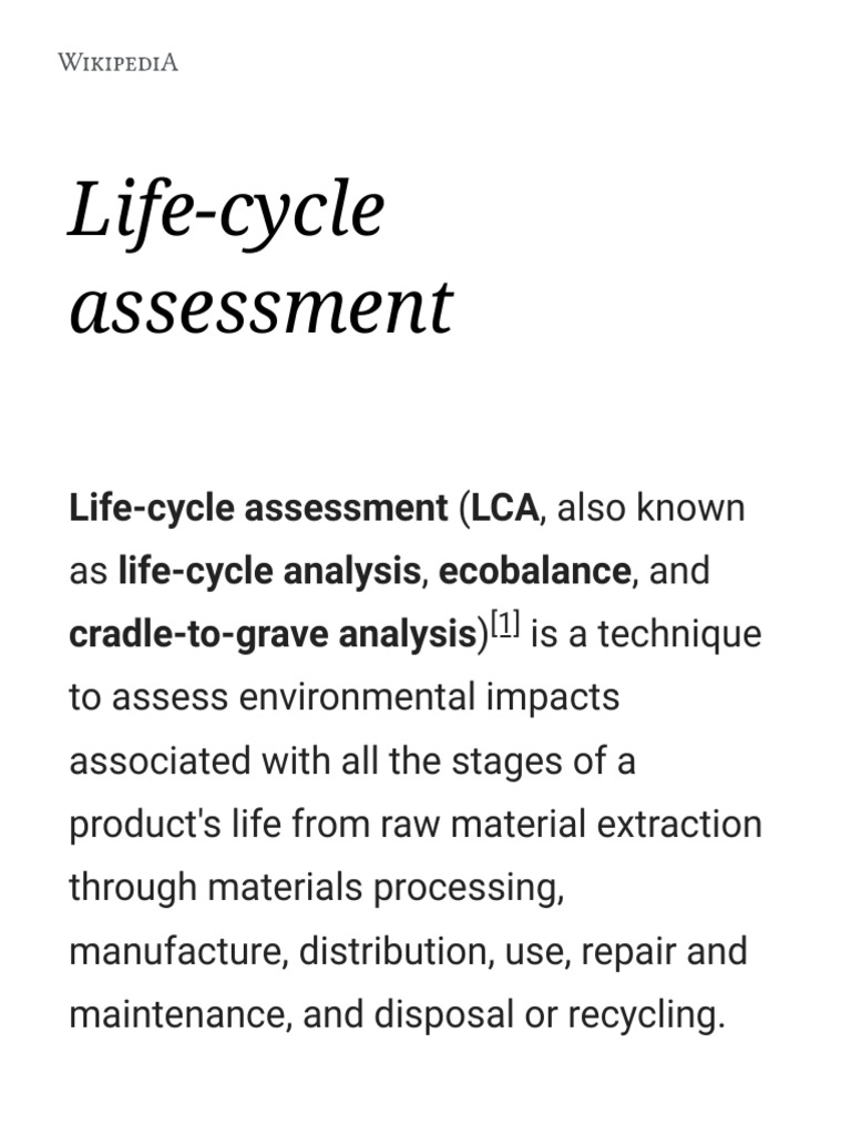 Life-Cycle Assessment - Wikipedia PDF | Download Free PDF | Life Cycle ...