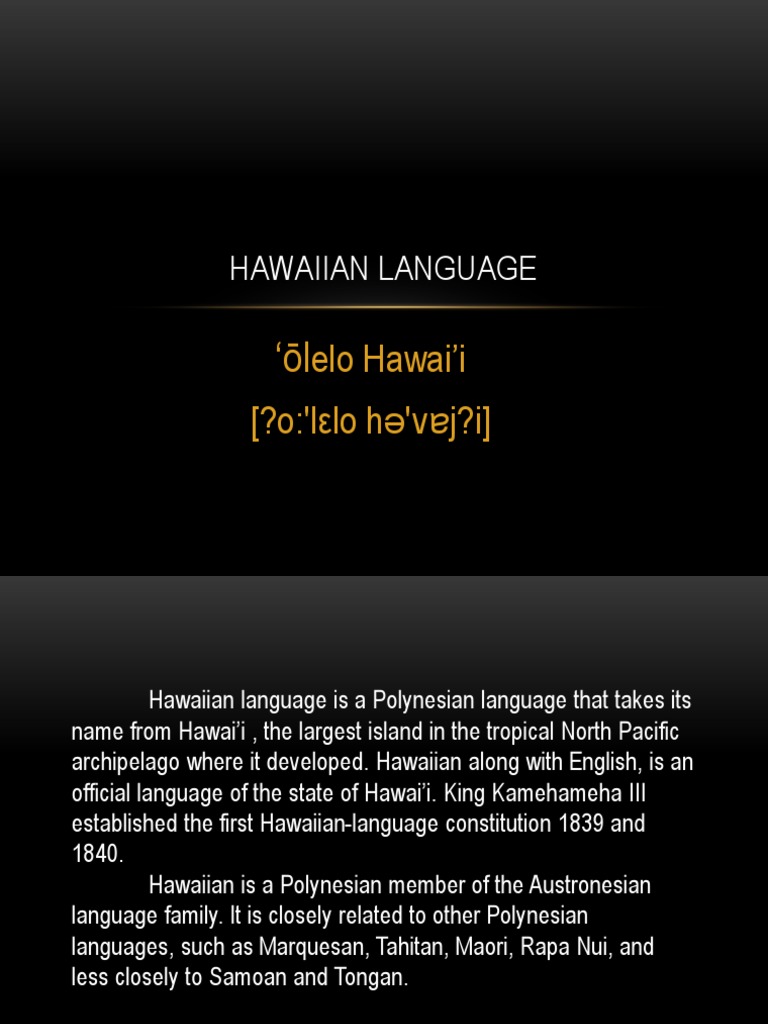 Hawaiian Language Structure and Grammar | PDF | Syntactic Relationships ...
