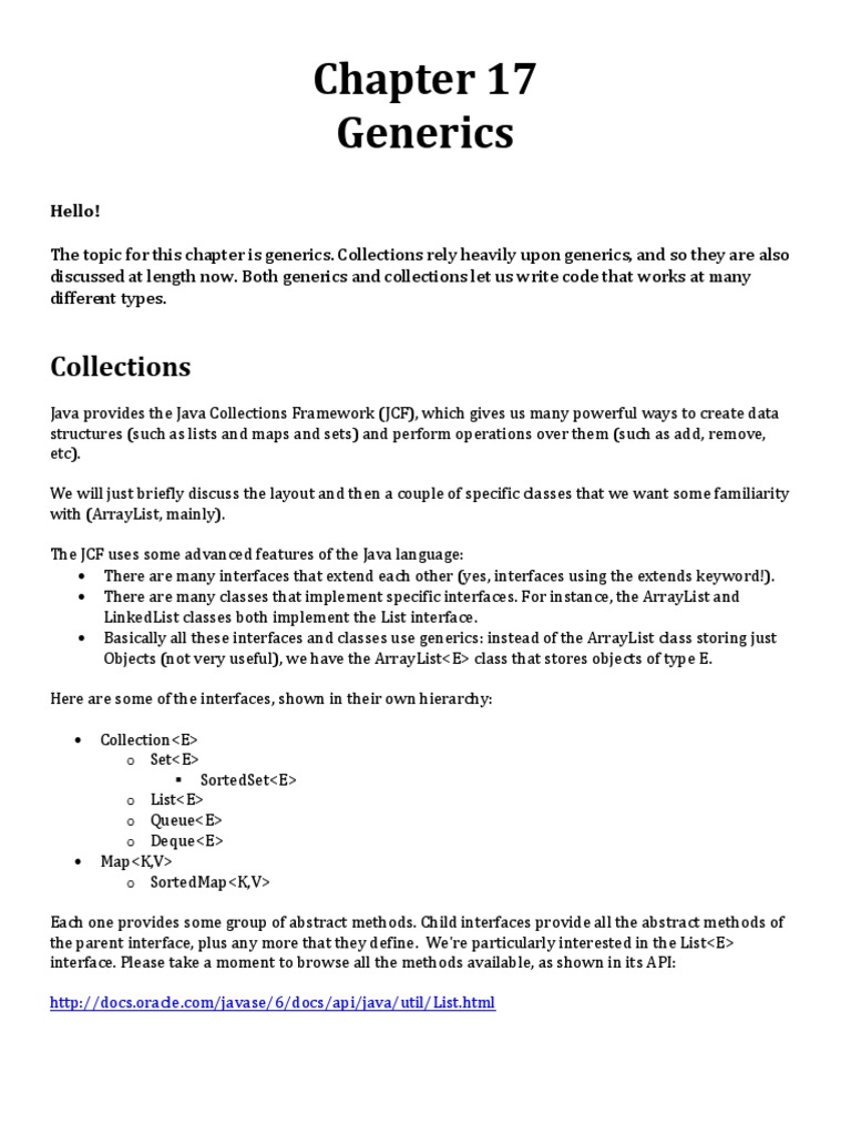 17 Generics | PDF | Class (Computer Programming) | Application Programming Interface