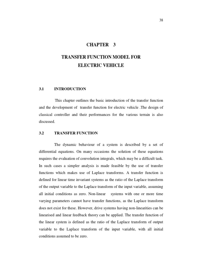 Transfer Function Model For Electric Vehicle | PDF | Laplace Transform | Control Theory