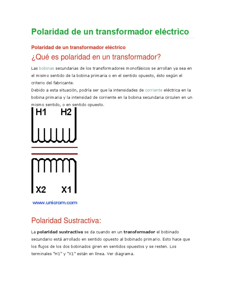 Polaridad de Un Transformador Eléctrico | PDF