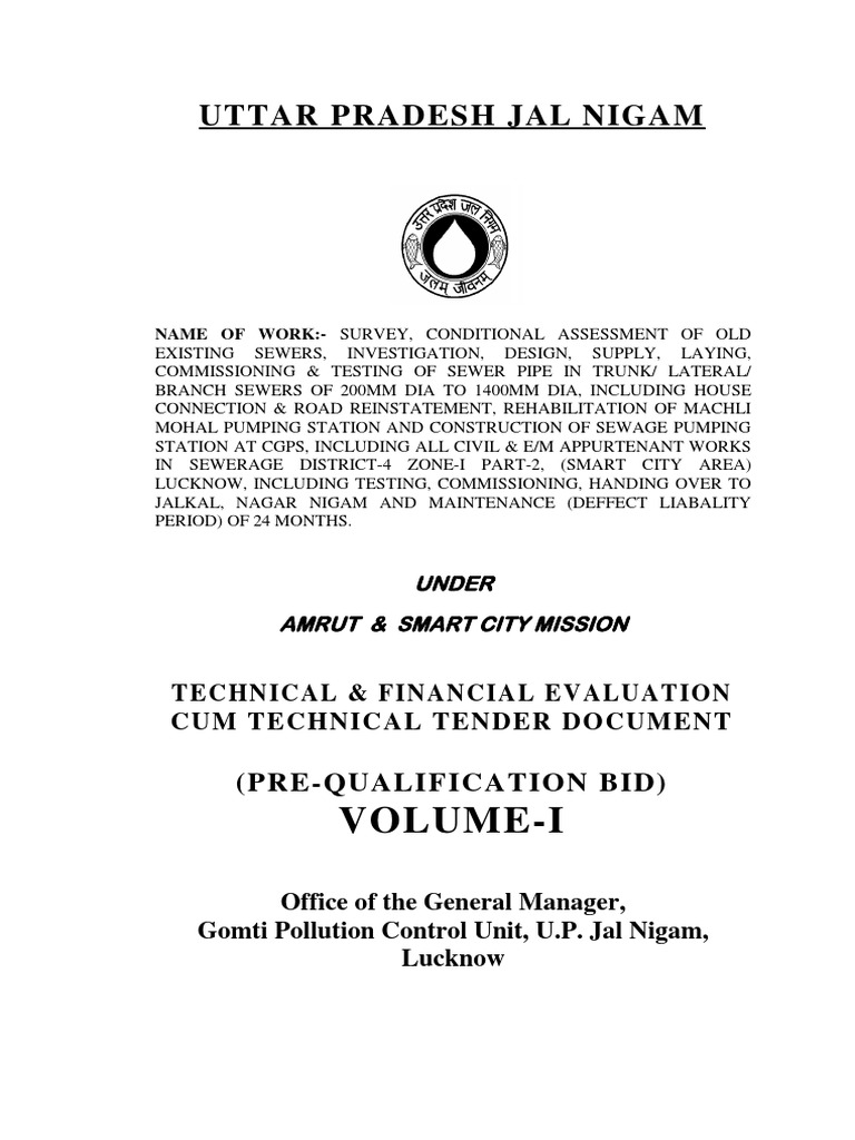 Volume-I: Uttar Pradesh Jal Nigam | PDF | Sanitary Sewer ...