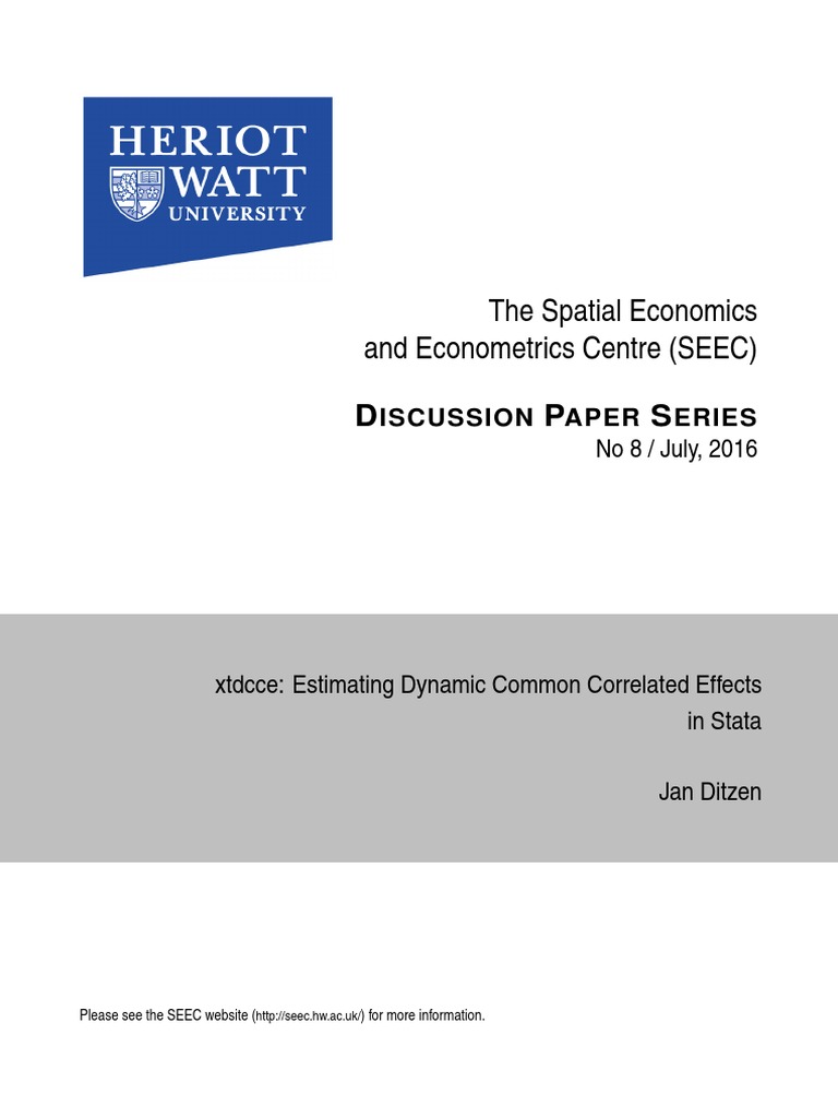 Estimating Dynamic Common Correlated Effects in Stata: Introducing the xtdcce Command | PDF ...