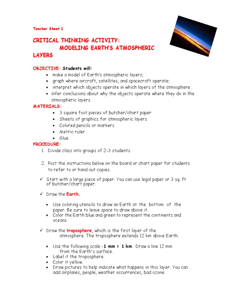 Model Earth's Atmospheric Layers | PDF | Atmosphere Of Earth | Earth