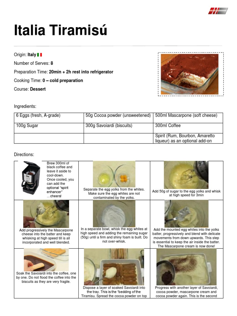 Italia Tiramis Ú: - Cold Preparation | PDF | European Cuisine | Regional & Ethnic Food