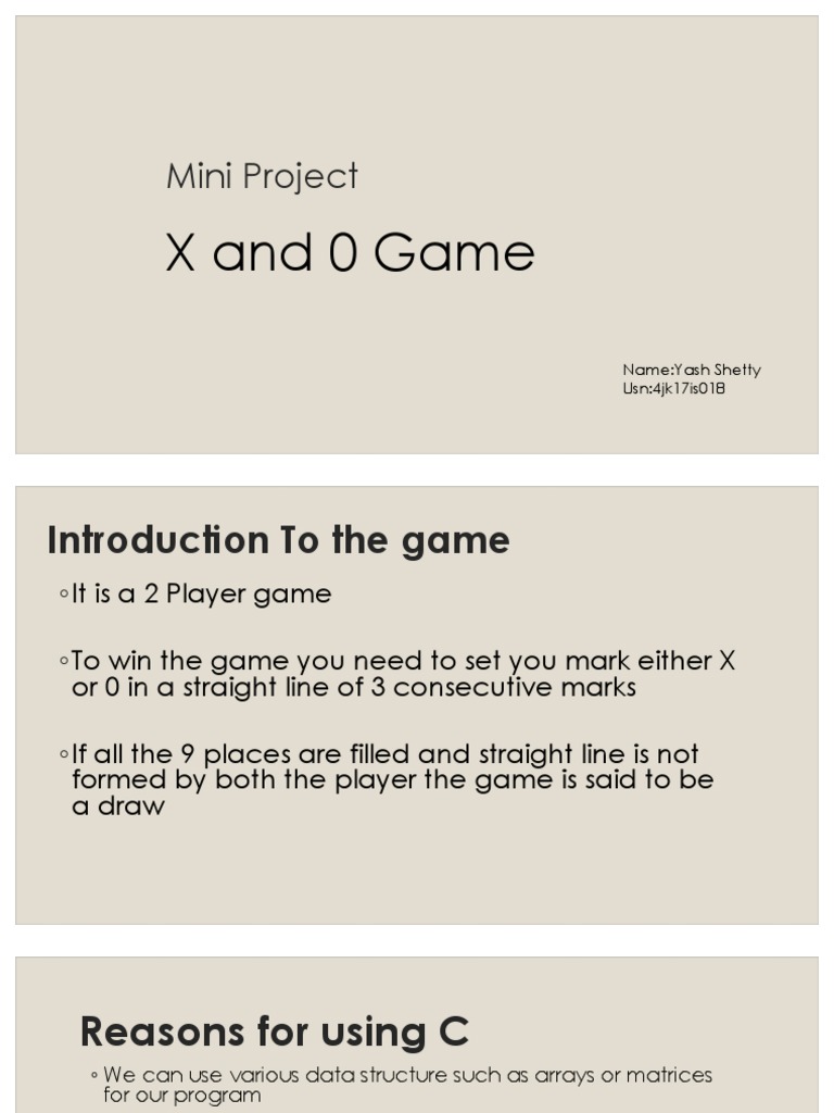 Tic Tac Toe Game Project Overview | PDF