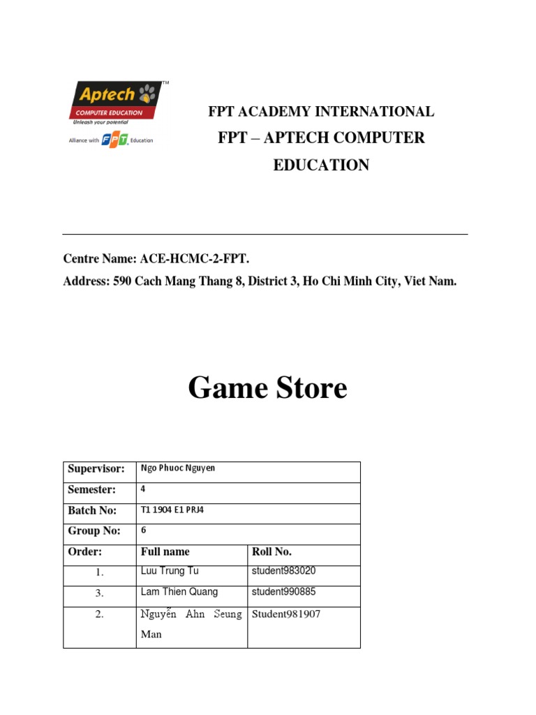 Game Store: FPT - Aptech Computer Education | PDF | Password | Areas Of Computer Science