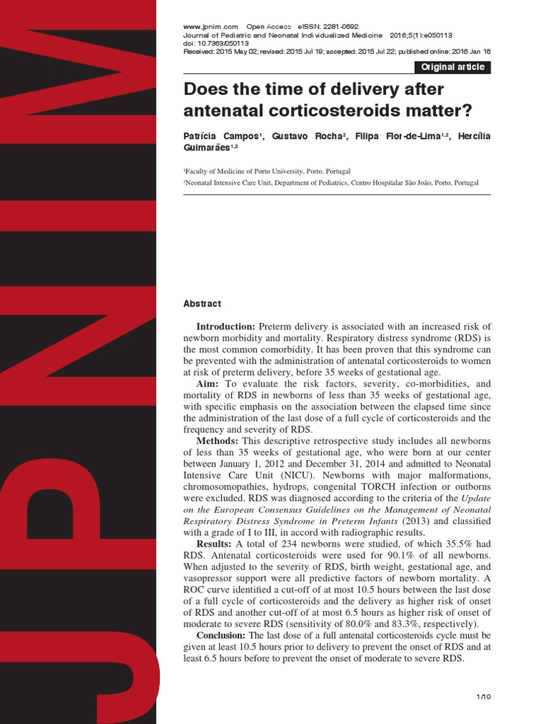 Antenatal Corticosteroids | PDF | Preterm Birth | Neonatal Intensive ...