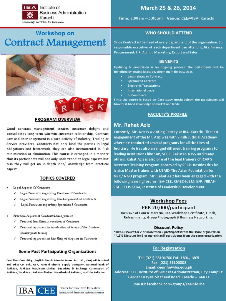 Contract Management: Workshop On | PDF | Economies | Business