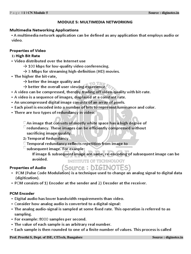 Module 5: Multimedia Networking Multimedia Networking Applications ...