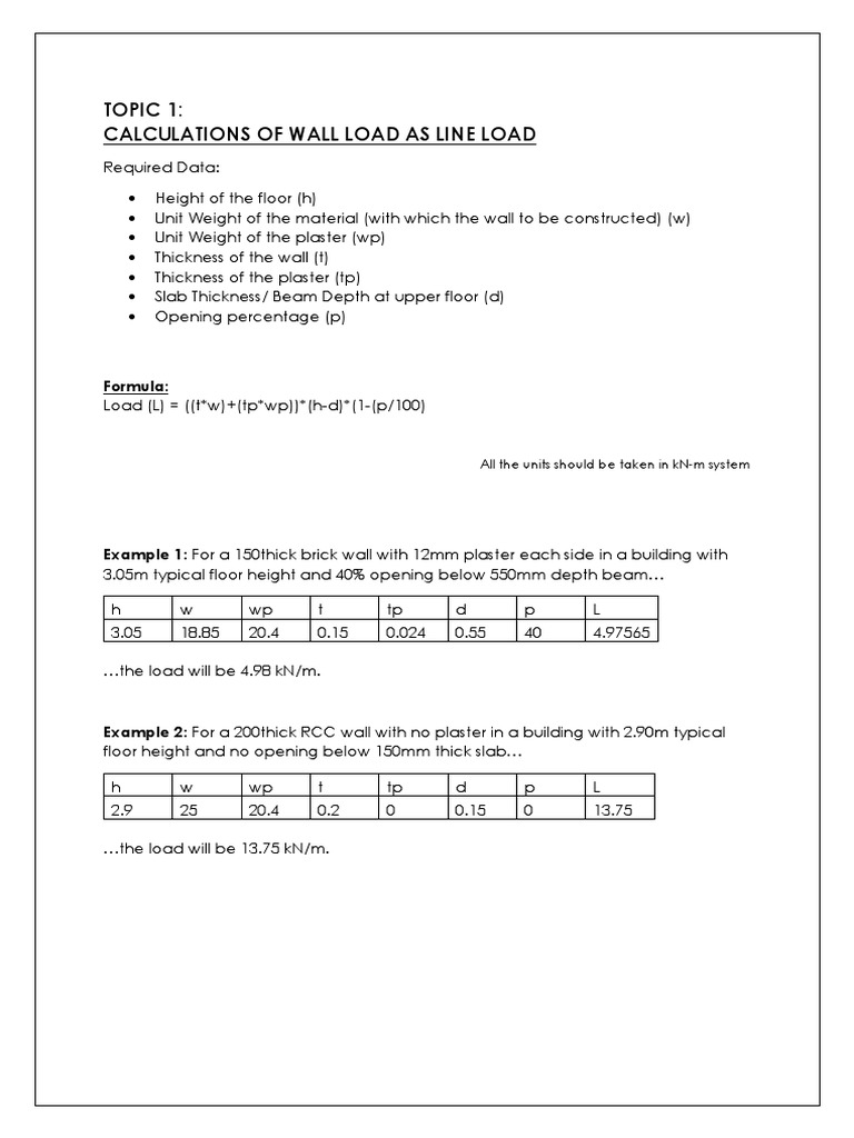 Wall Load Calculation as Line Load | PDF | Science & Mathematics ...