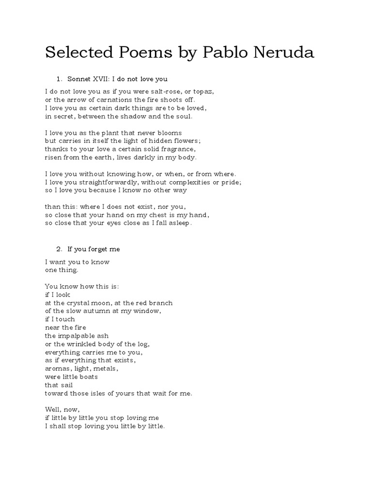 Selected Poems of Pablo Neruda | PDF | Nature